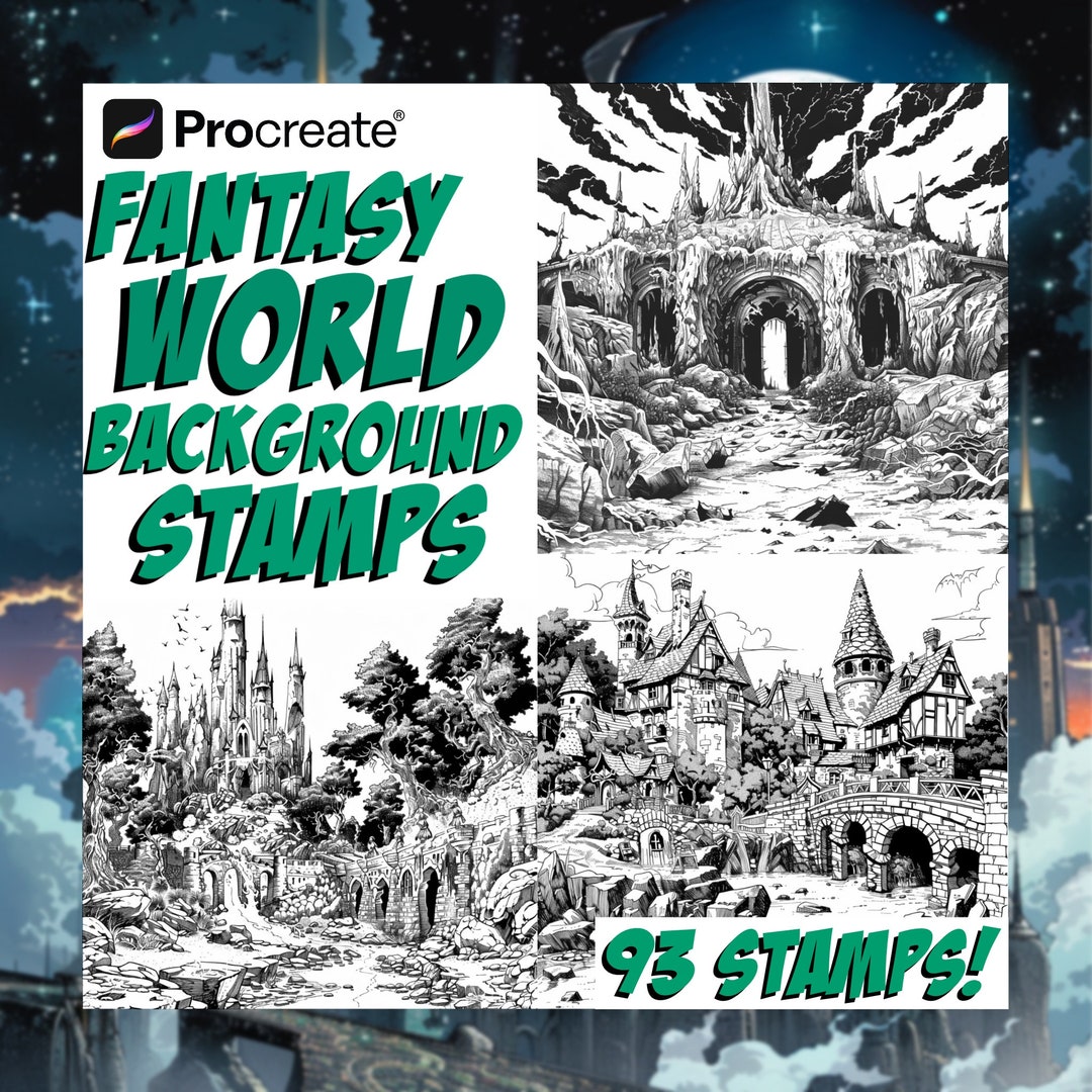 Fantasy World Backgrounds | Procreate Digital Art Stamps | Comic ...