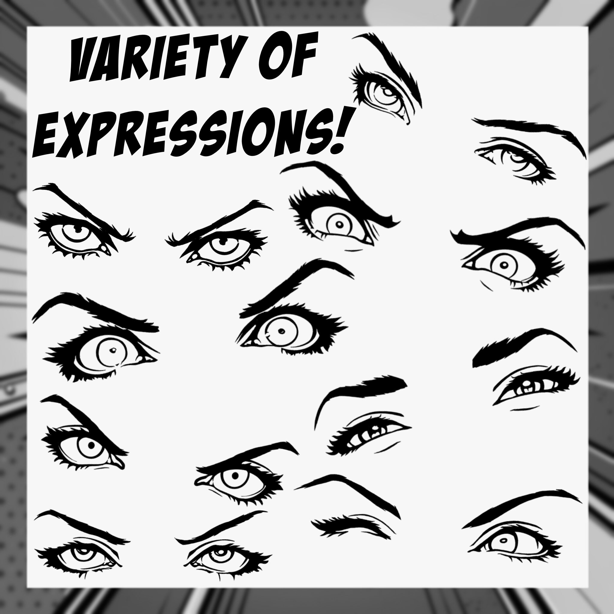 Procreate Female Comic Book Style Eye Stamps | Digital Art Women Brush ...