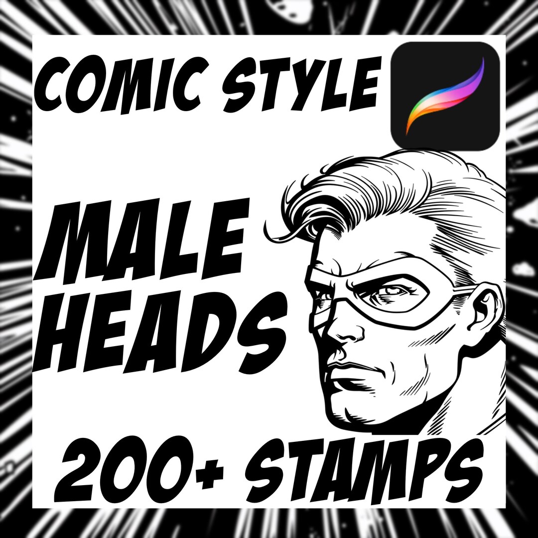 Procreate Comic Book Style Male Head Stamps | Digital Art Assistance ...