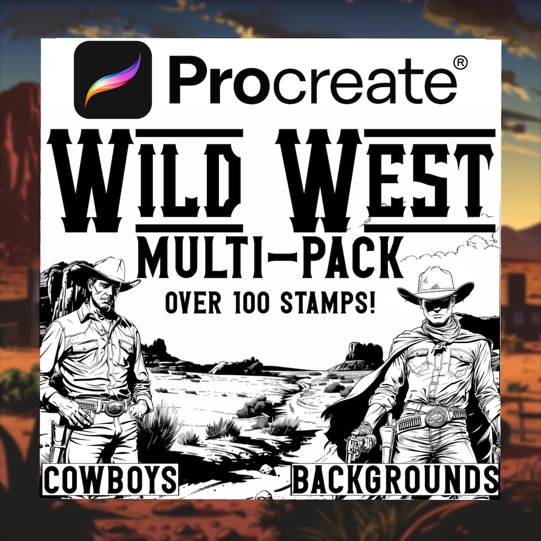 Comic Style Wild West Pack Procreate Stamps | Cowboys Art | Western ...