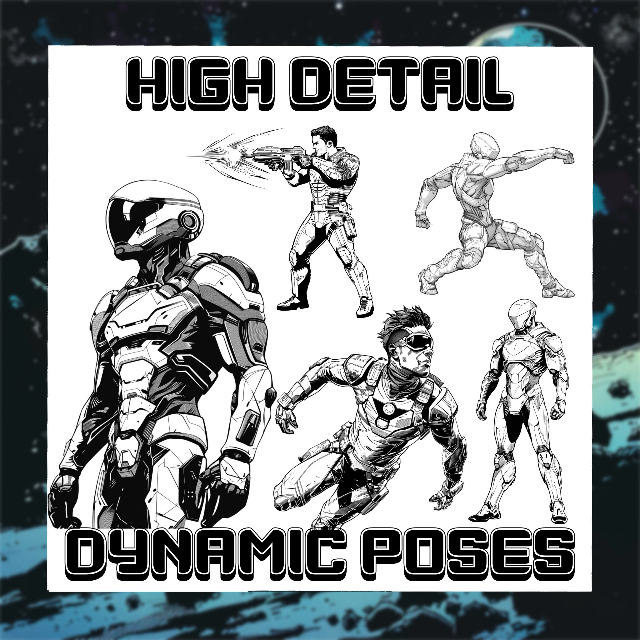 Comic Style Sci-fi Characters Procreate Stamps | Space Digital Art ...