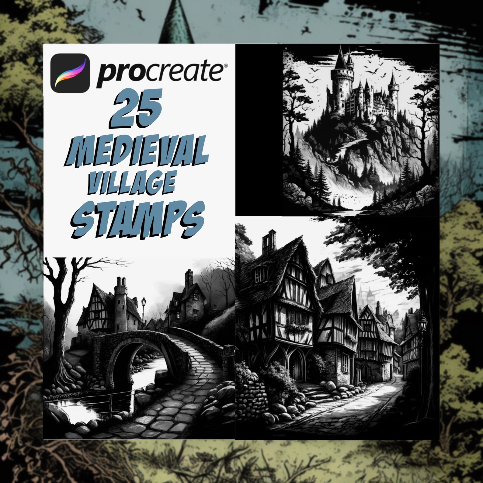 Medieval Fantasy Comic Style Procreate Stamps Digital Art - Etsy