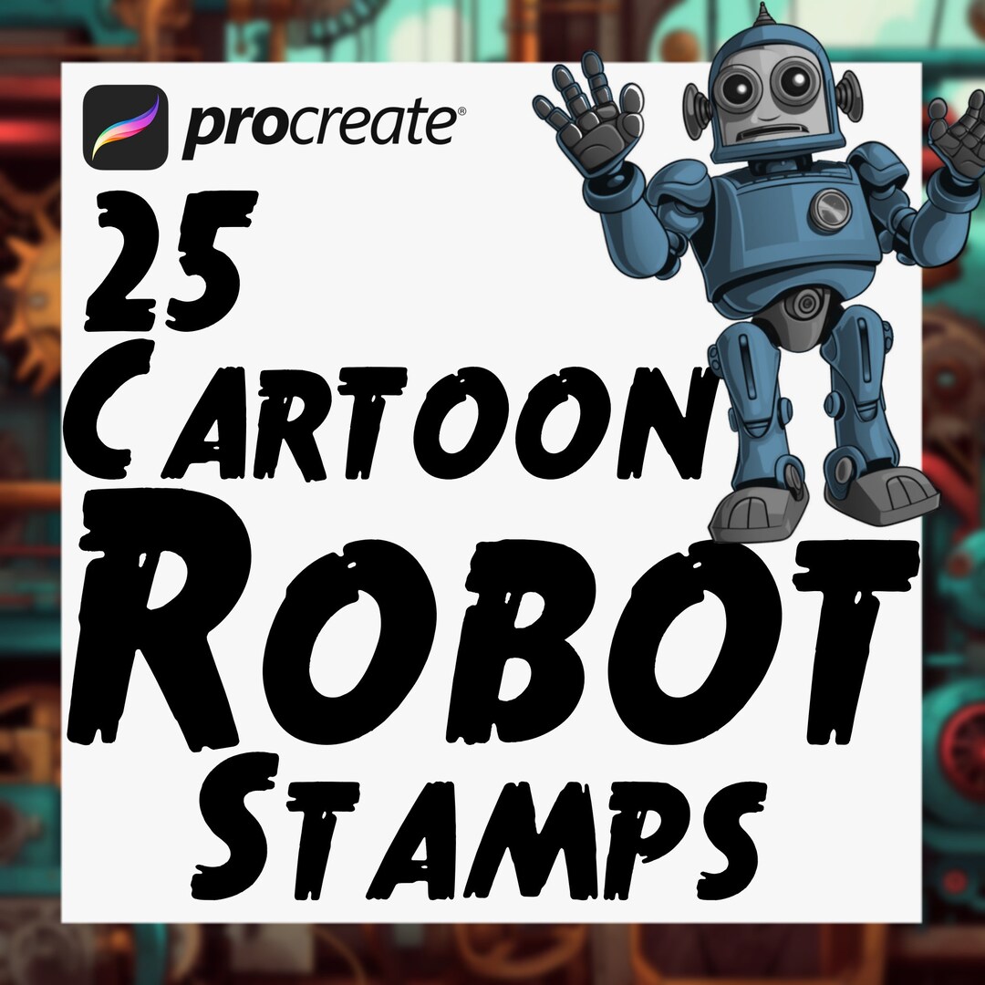 Cartoon Robot Procreate Stamps Set | Character Digital Art Stamp Pack ...