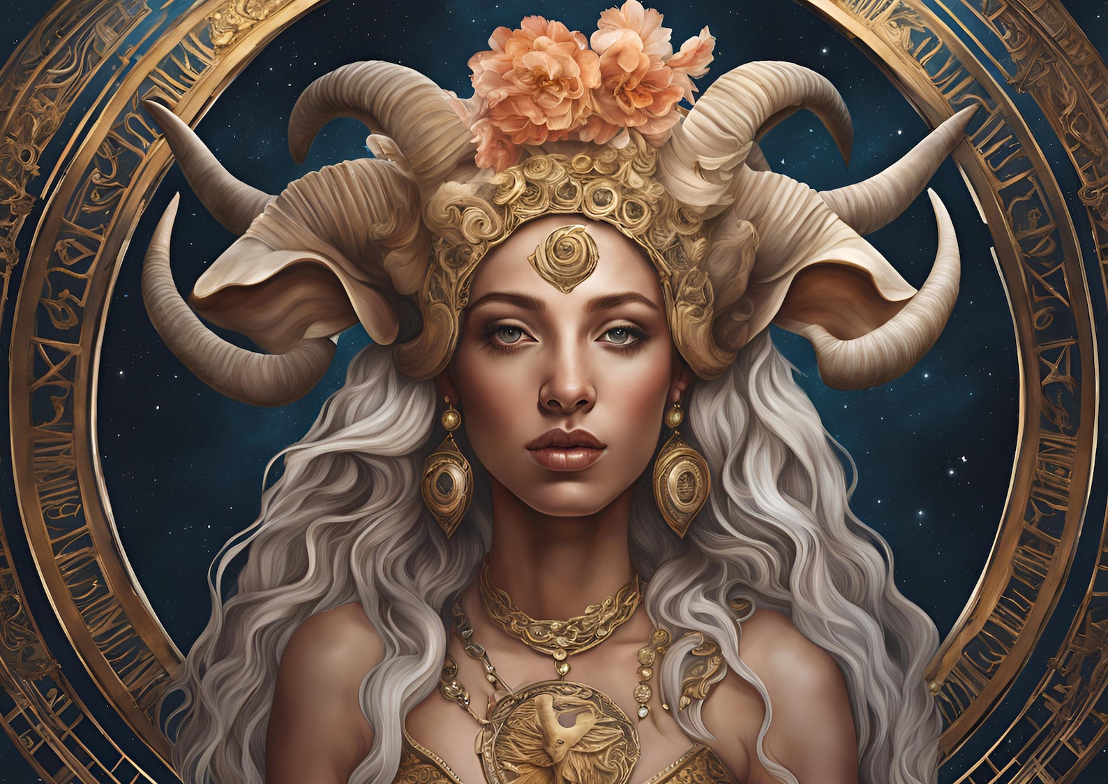 Aries Horoscope Digital Print - Female Goddess Aries Zodiac Sign as ...