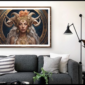 Aries Horoscope Digital Print - Female Goddess Aries Zodiac Sign as ...