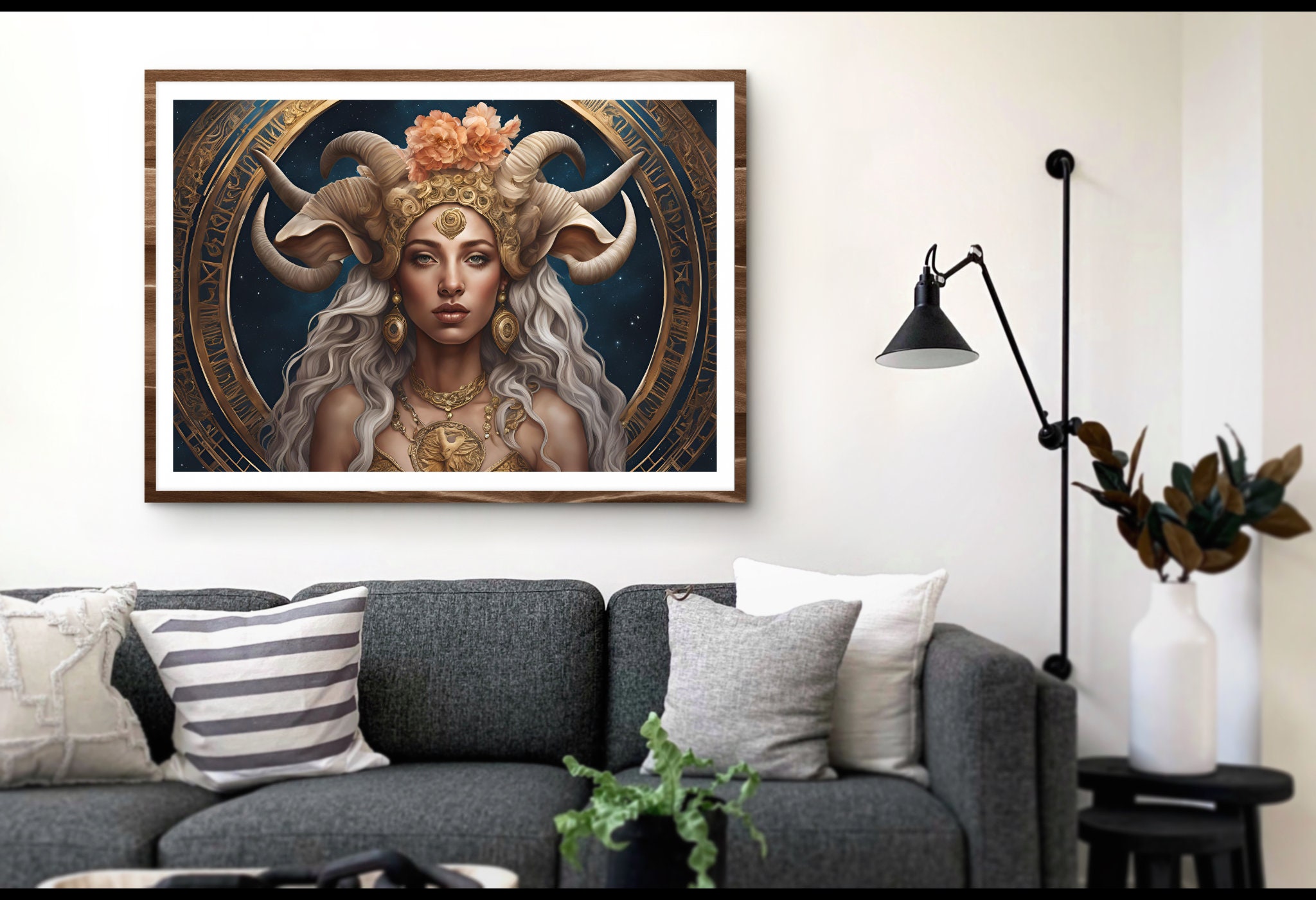 Aries Horoscope Digital Print - Female Goddess Aries Zodiac Sign as ...