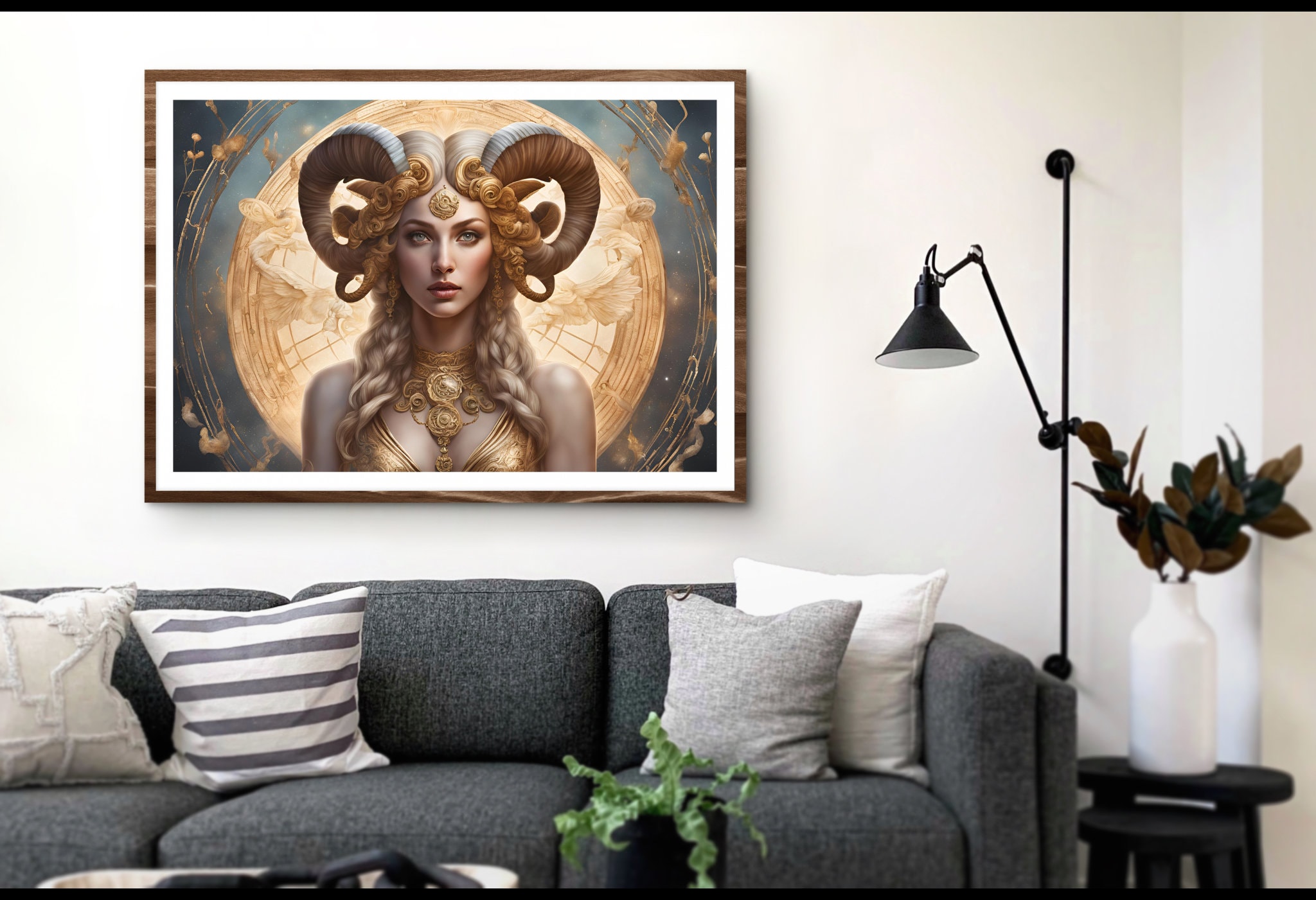 Aries Horoscope Digital Print - Female Goddess Aries Zodiac Sign as ...