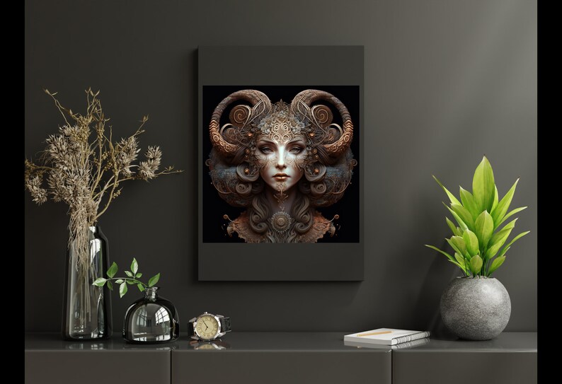 Aries Horoscope Digital Print - Female Goddess Aries Zodiac Sign as ...