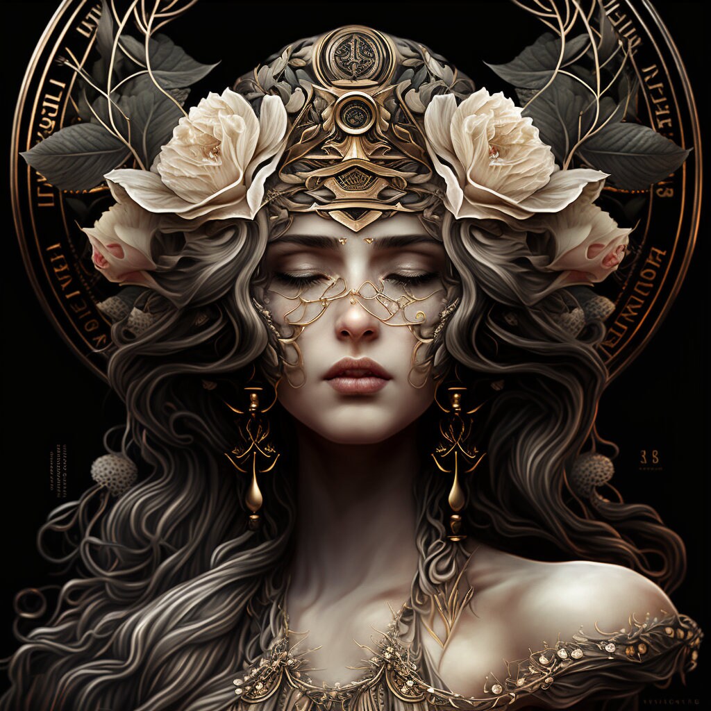 Libra Horoscope Digital Print - Female Goddess Libra Zodiac Sign as ...
