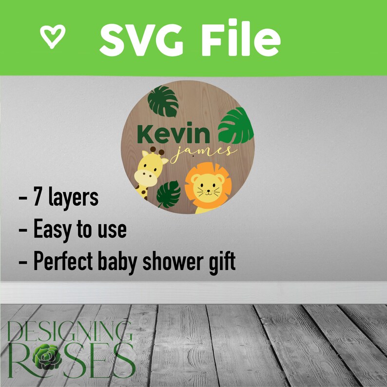Name Sign SVG, Nursery Sign Svg, Safari Nursery Decor, Baby Shower Gift ...