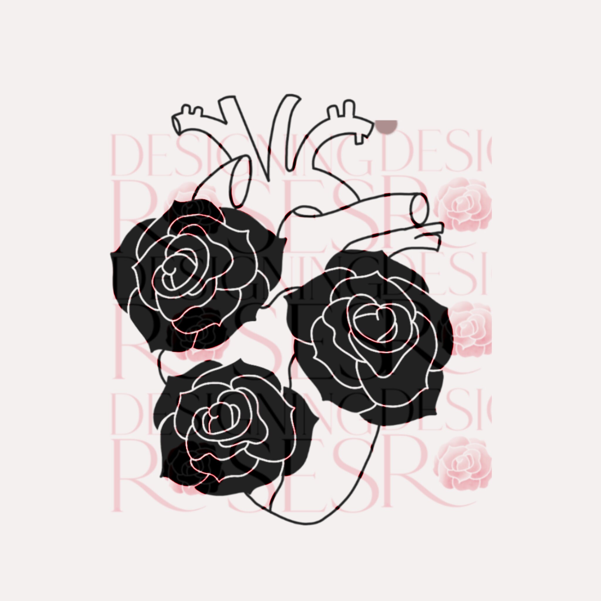 Anatomical Heart With Flowers SVG Bundle!! Heart With Roses SVG ...