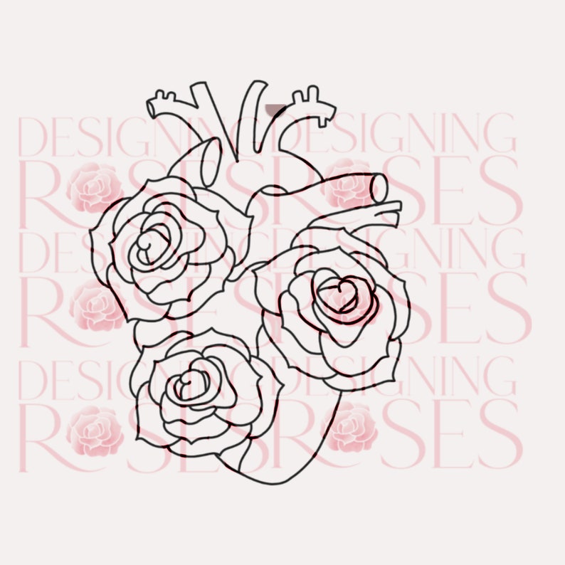 Anatomical Heart With Flowers SVG Bundle Heart With Roses SVG ...