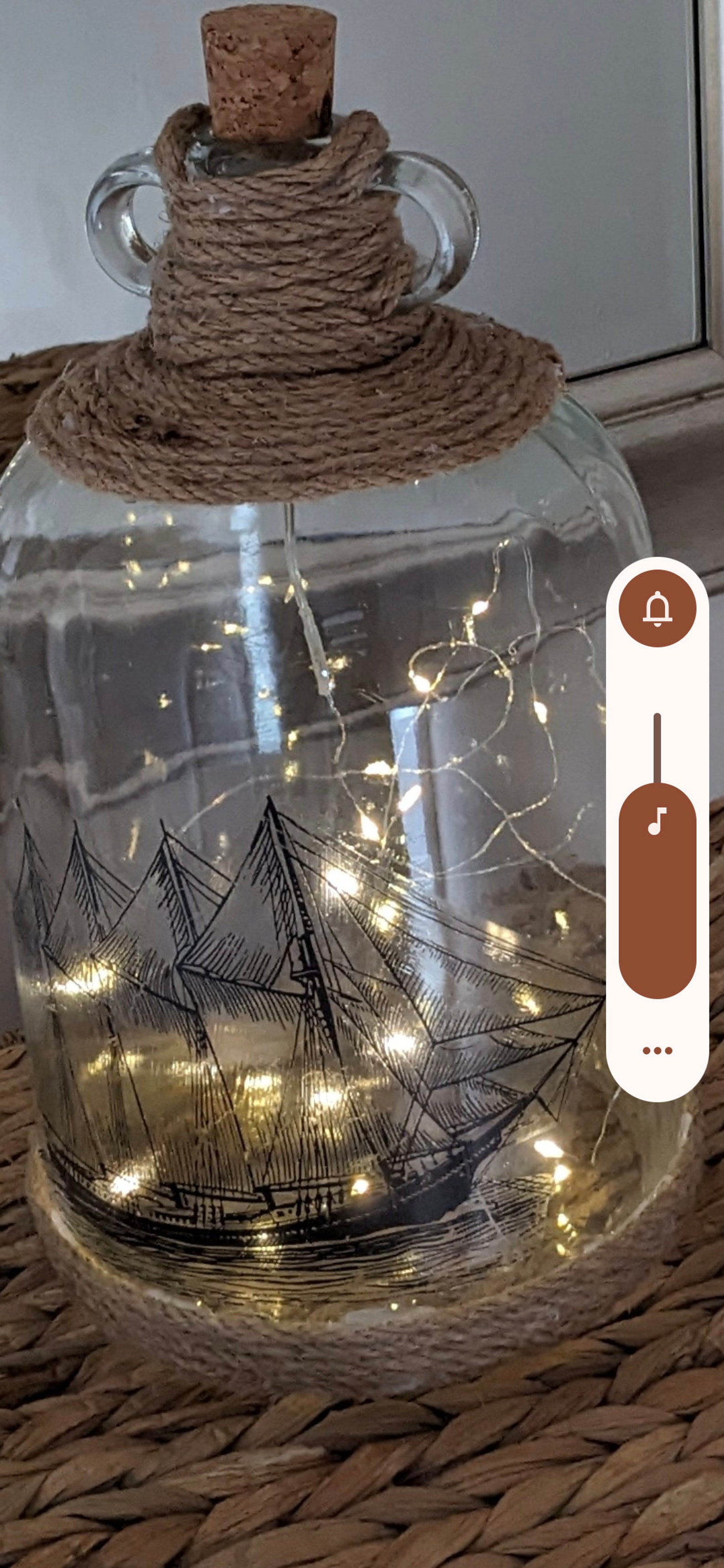 Light up Ship and Cord Demi Jar - Etsy UK