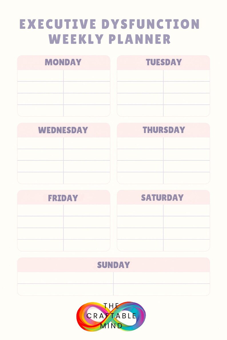 Executive Function Support Bundle | ADHD & Low Spoon Printables | Daily ...