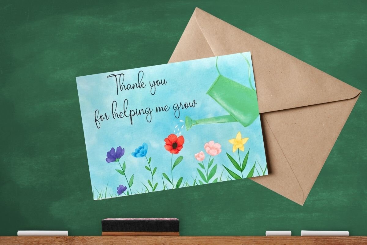 Watercolor Teacher Appreciation Card, Thank You Teacher Greeting Card ...