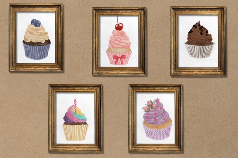 Box of 10 Watercolor Birthday Cupcake Greeting Cards Blank - Etsy