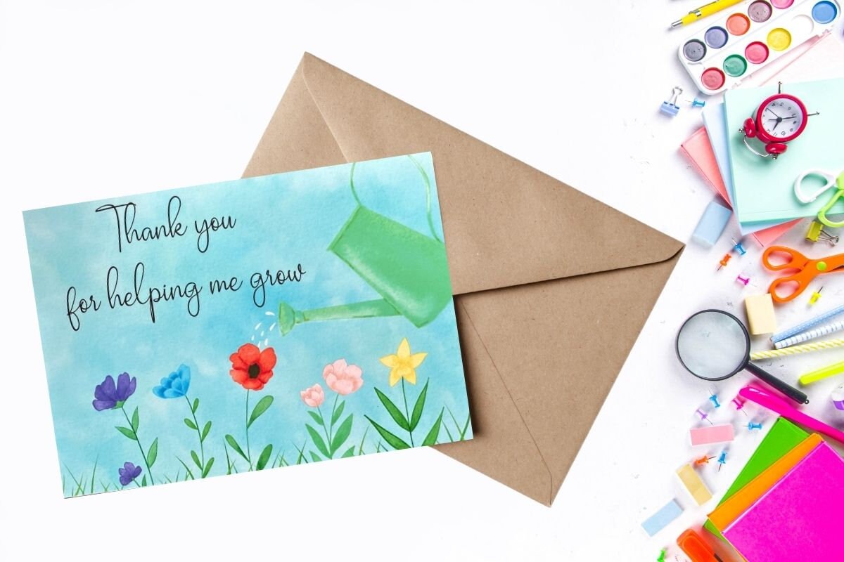 Watercolor Teacher Appreciation Card, Thank You Teacher Greeting Card ...