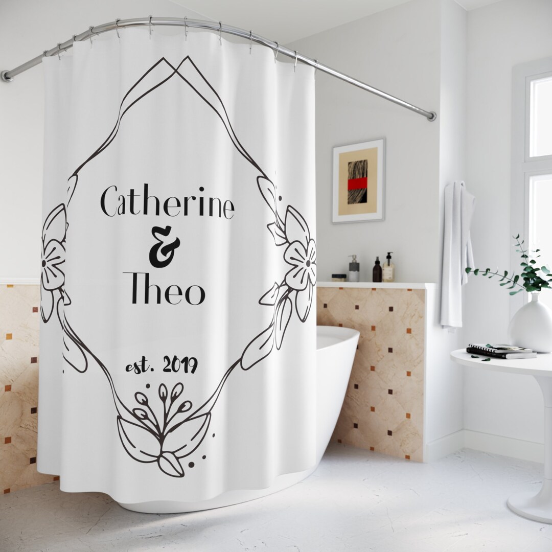 Personalized Couples Monogrammed Shower Curtain Custom Shower Etsy