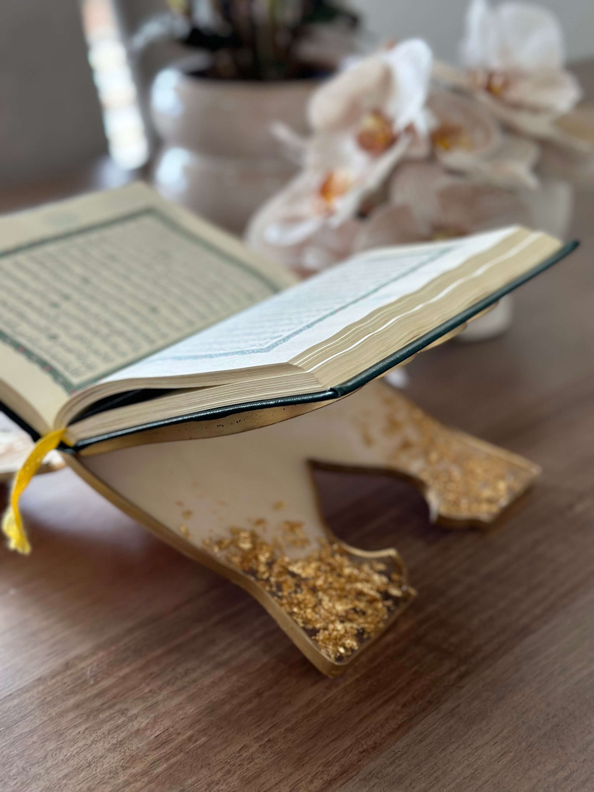 Resin Quran Stand With Gold Calligraphy and Gold Leaf Handmade - Etsy