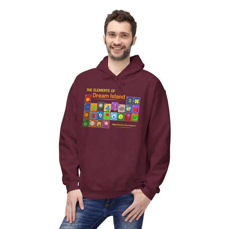 The Elements of Dream Island BFDI Graphic Hoodie | Colorful Icon Grid ...