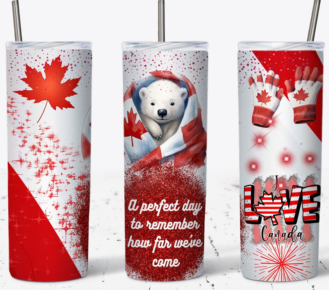 Canada Day Tumbler Wrap: Canadian Flag 20oz Skinny Design (PNG Digital ...