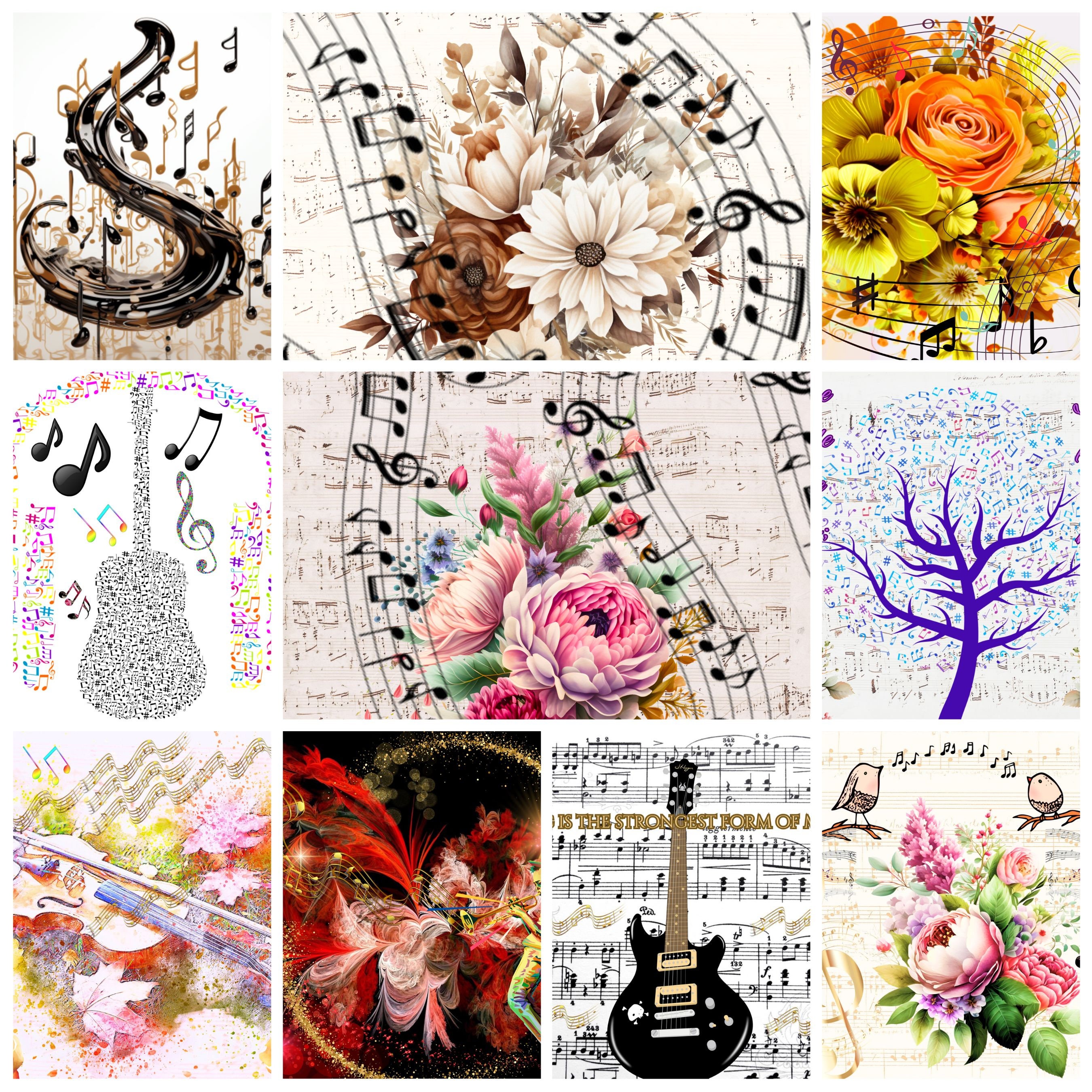 10 Music Tumbler Bundle, 20oz Skinny Tumbler, Music Love Musical Notes ...