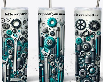 Leftover Parts Funny Tumbler Wrap for Men,mechanic Tools 20oz Skinny ...