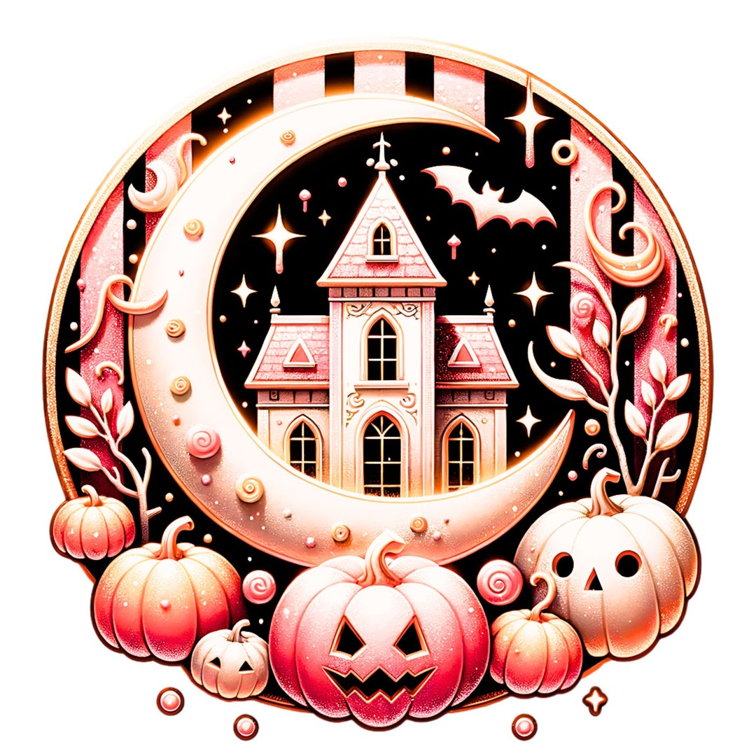 Spooky Pink Halloween T-shirt Design: Pumpkin Ghost (PNG) - Etsy
