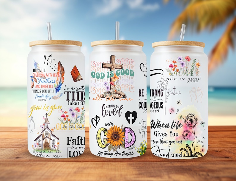 Christian Affirmations Libbey Glass Can Tumbler Design (digital ...