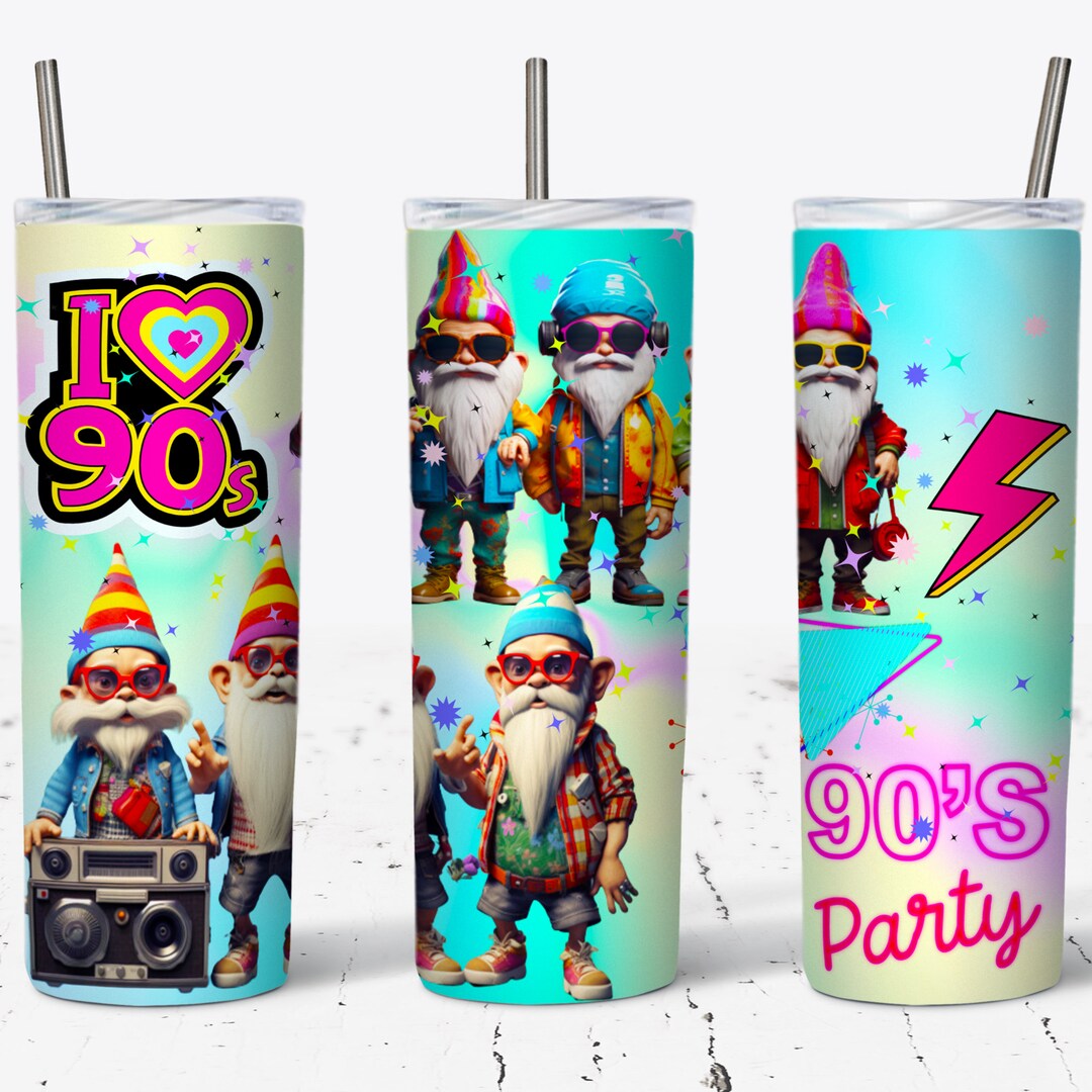 Gnomes 90s Tumbler Wrap, PNG, I Love 90s Gift, 20 Oz. Skinny Tumbler ...