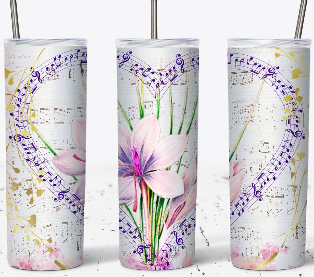 Music Floral Tumbler Wrap Music Love Musical Notes - Seamless Tumbler ...