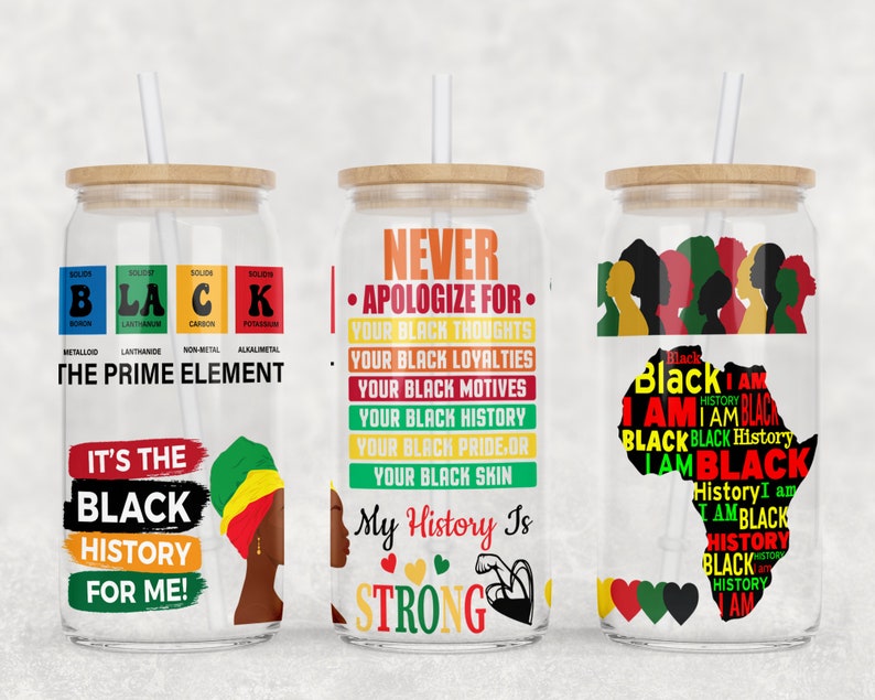 I Am Black History Black History Tumbler Juneteenth 16oz Libbey Glass