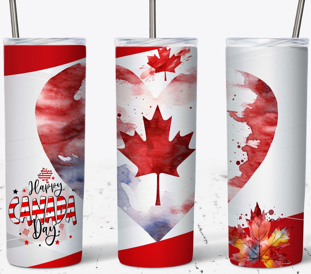Canada Day Tumbler Wrap: Canadian Flag 20oz Skinny Design (digital ...