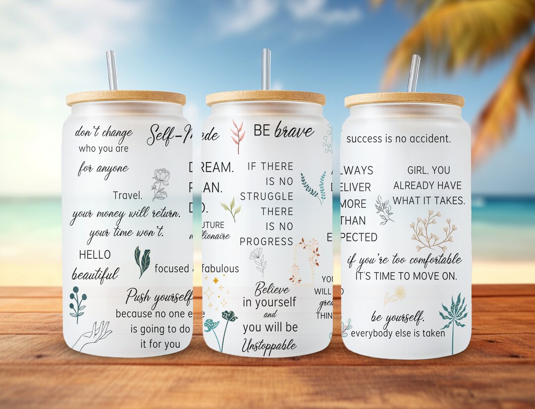 Affirmation Libbey Glass Can Tumbler Sublimation Design (digital ...