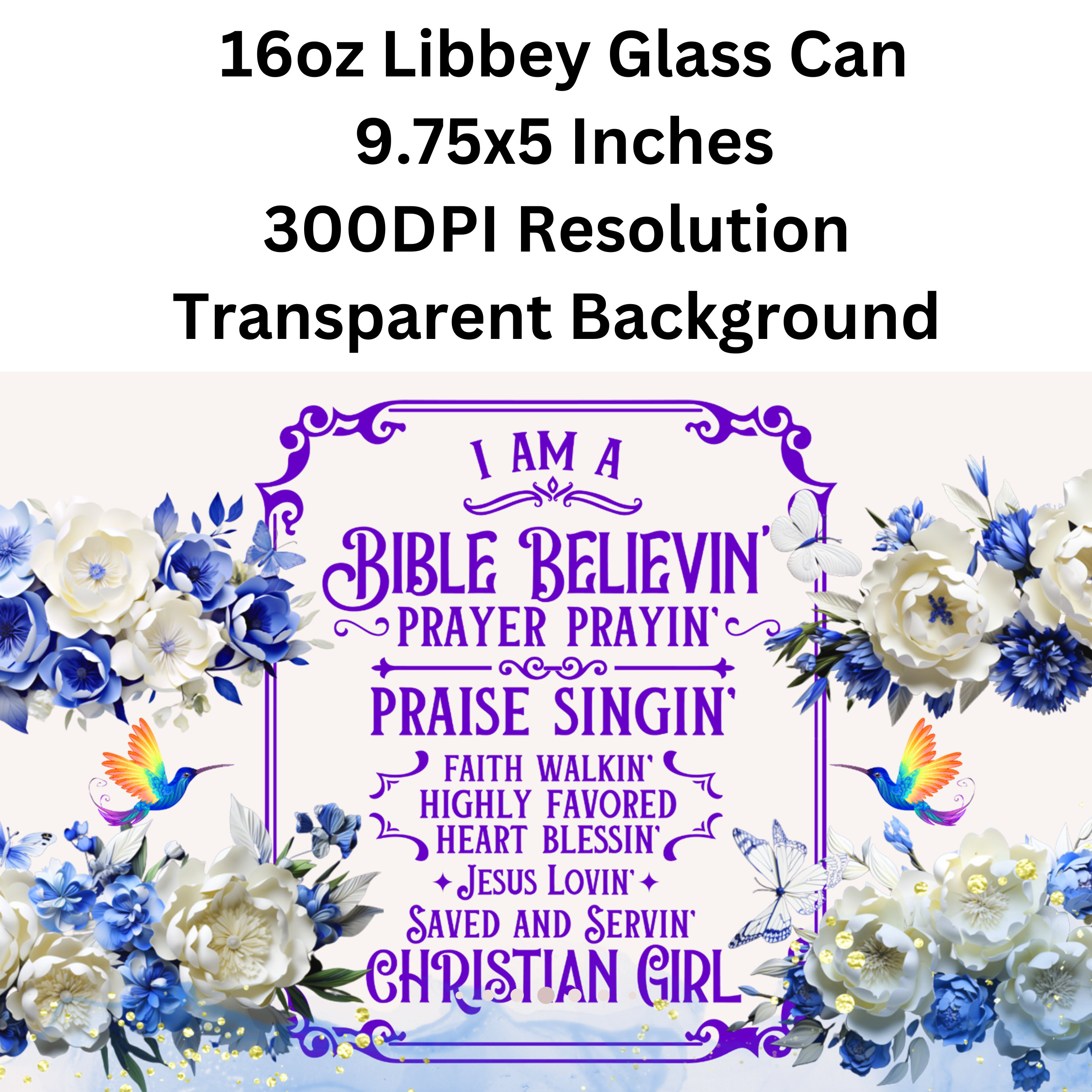 Christian Bible Verse Affirmations 16oz Libbey Glass Can Tumbler Design ...