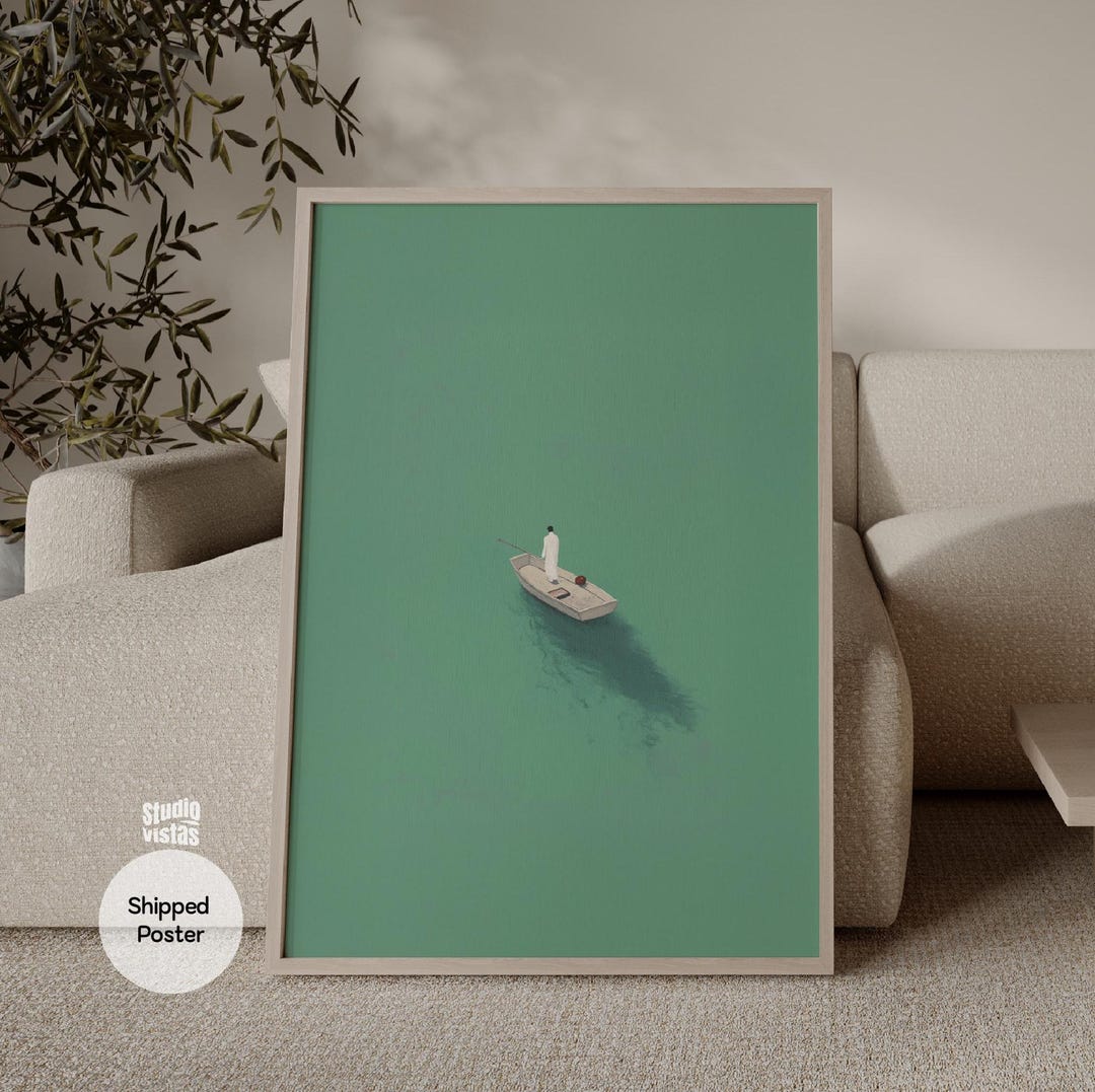 Zen Boat Print: Japandi Wabi Sabi Sage Green Wall Art - Etsy