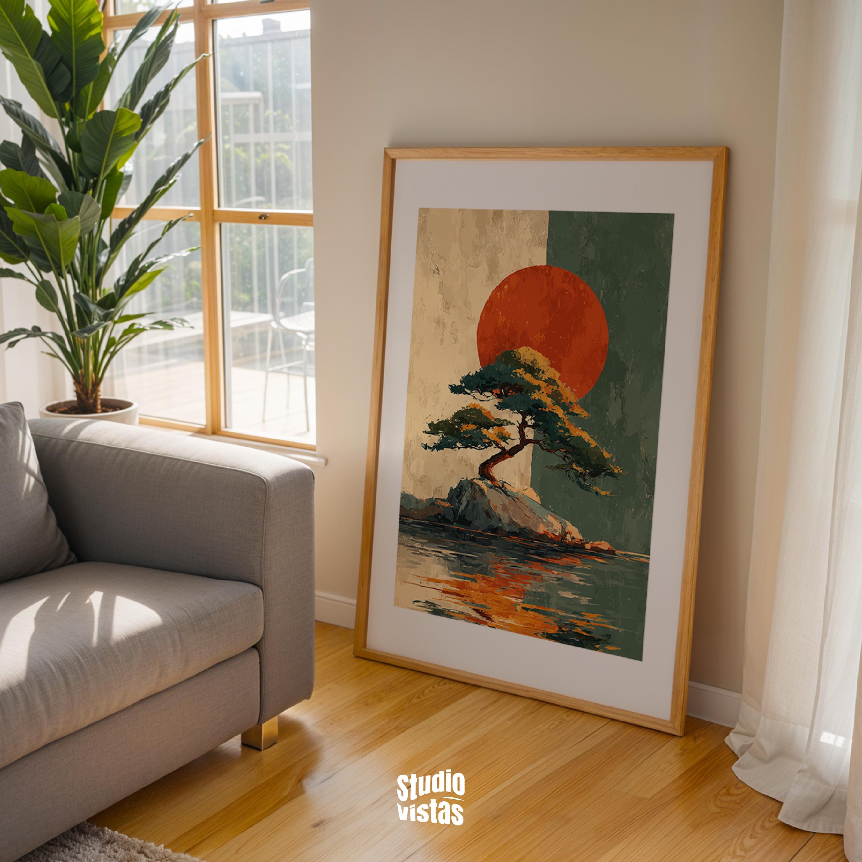 Japanese Bonsai Tree Art Print: Japandi Zen Landscape Poster - Etsy