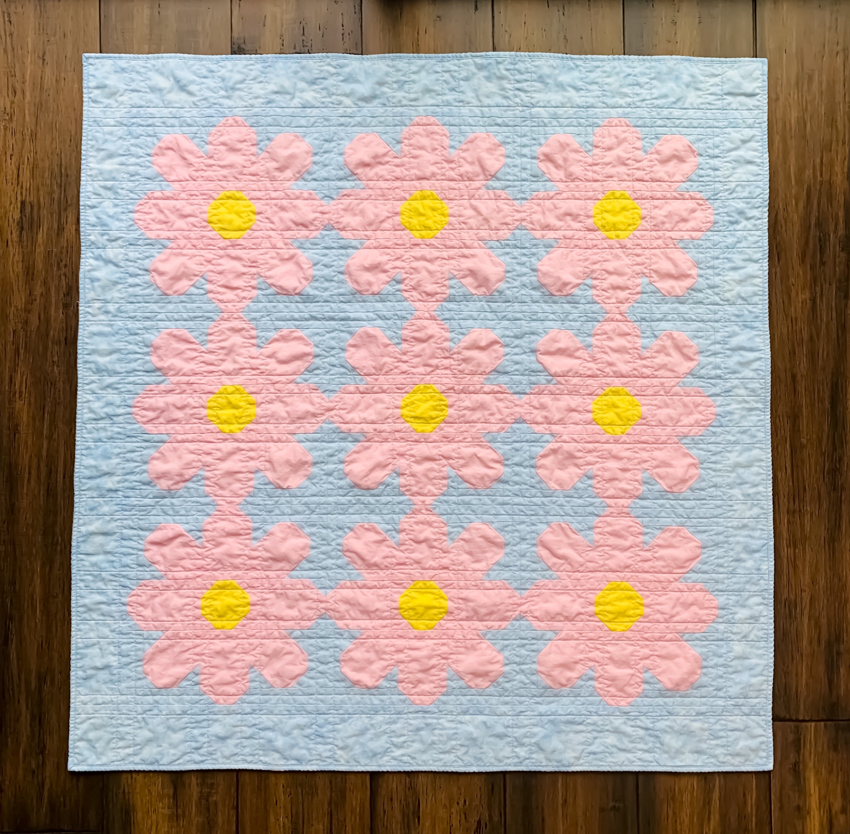 Handmade Crib Sized Daisy Baby Quilt Floral Baby Blanket Heirloom Gift ...