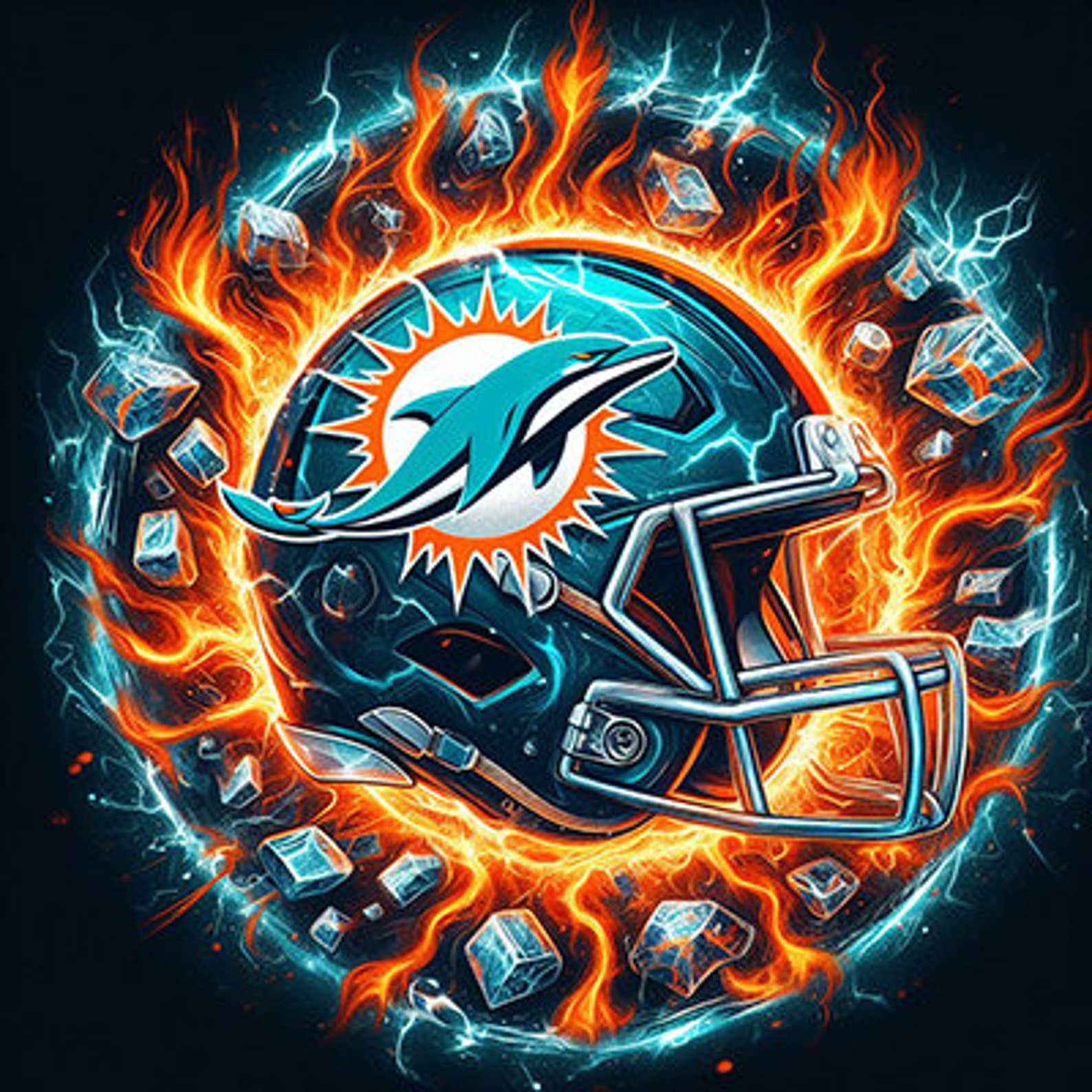 Miami Dolphins Fire and Ice - Etsy
