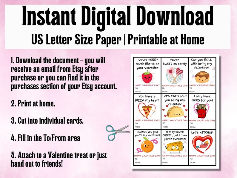 Kids Valentine Cards Printable Food Themed Valentine Cards Shareable ...