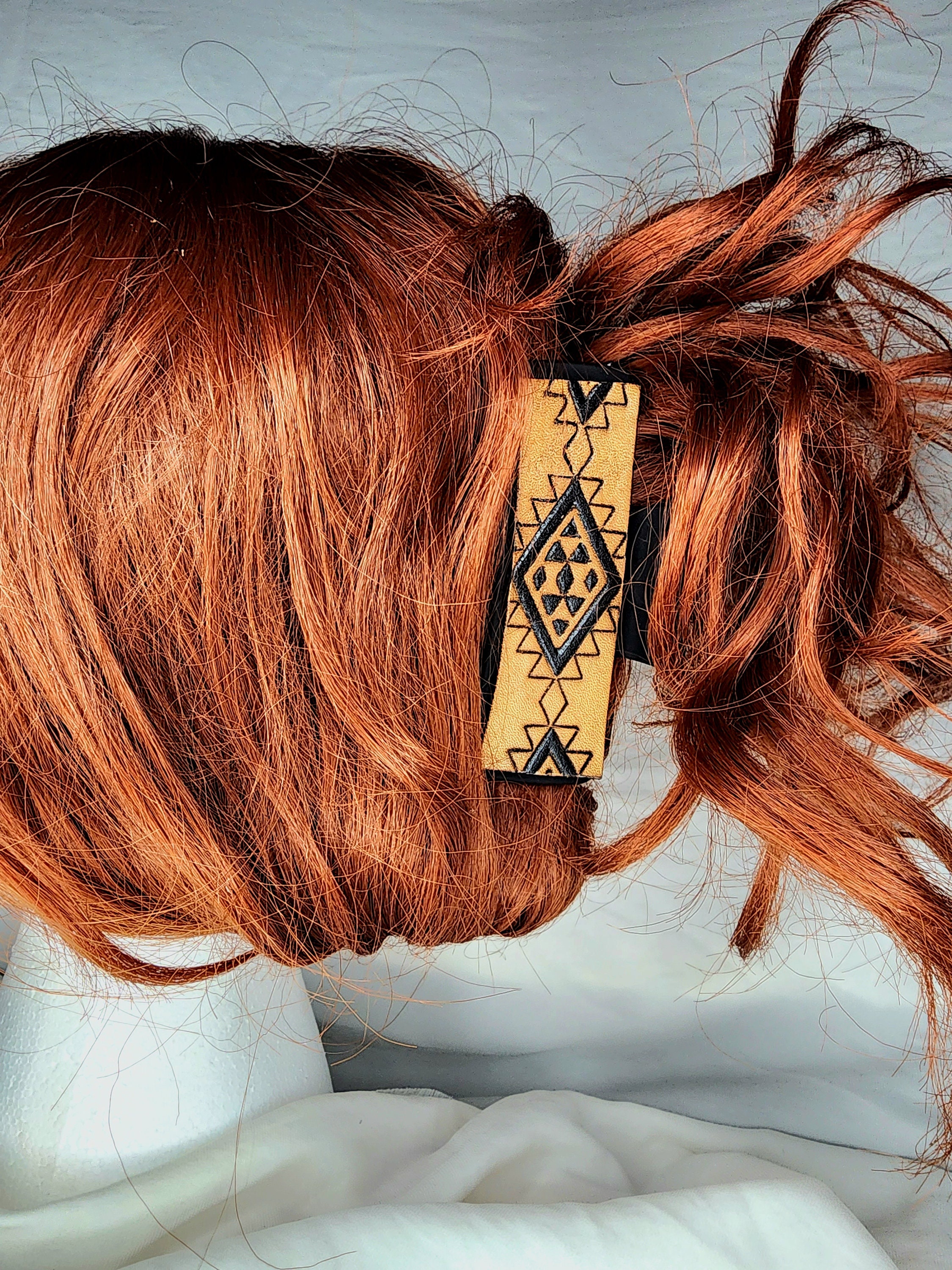 Western Style 1 Leather Hair Clip, Tooled Leather Hair Clip Claw Clip ...