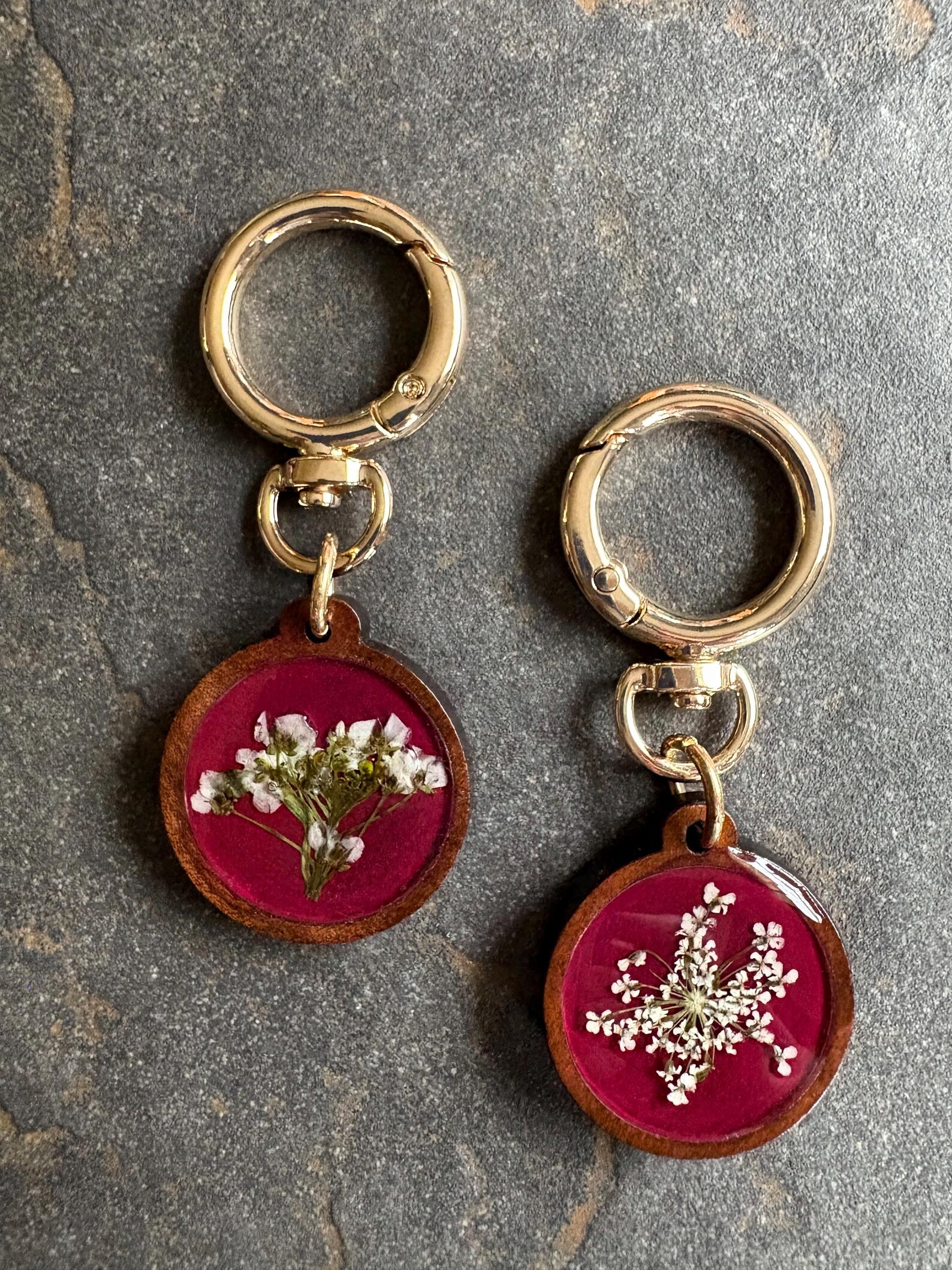 Real Pressed Flower Wood Resin Keychain - Etsy