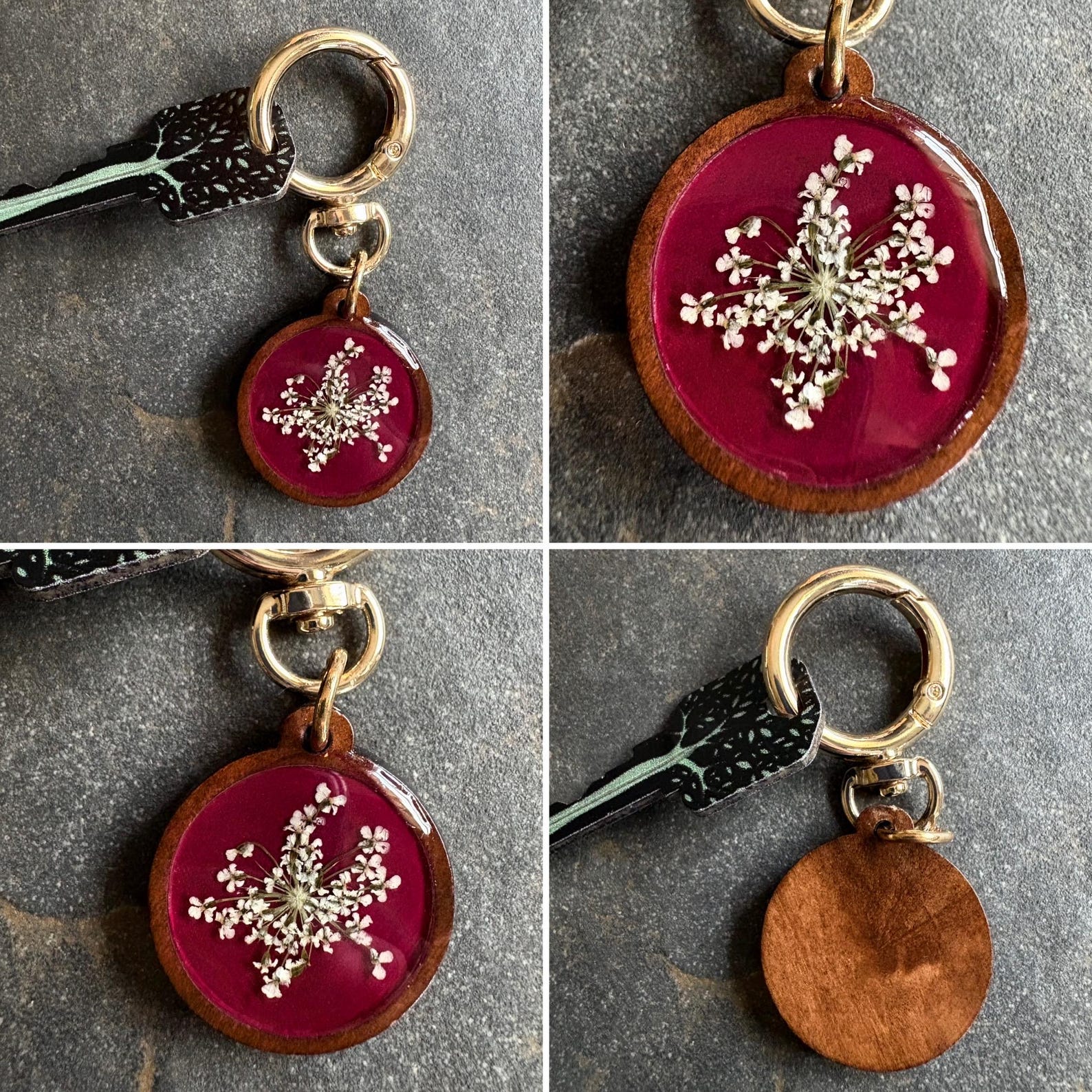Real Pressed Flower Wood Resin Keychain - Etsy