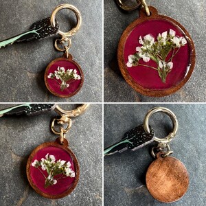 Real Pressed Flower Wood Resin Keychain - Etsy