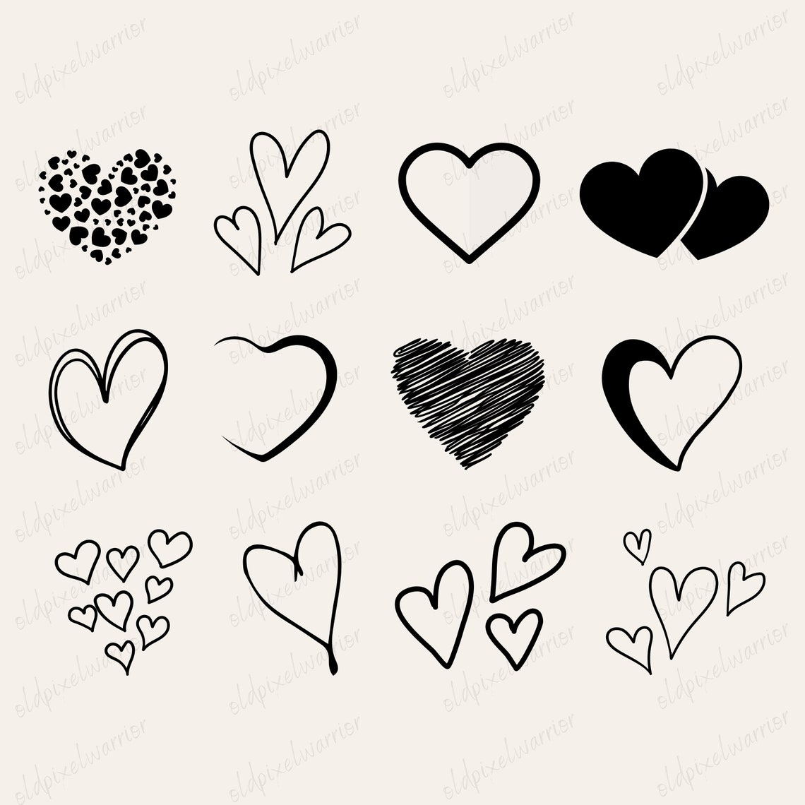 Heart Svg Bundle, Heart Svg, Hand Drawn Heart Svg, Sketch Heart Svg ...