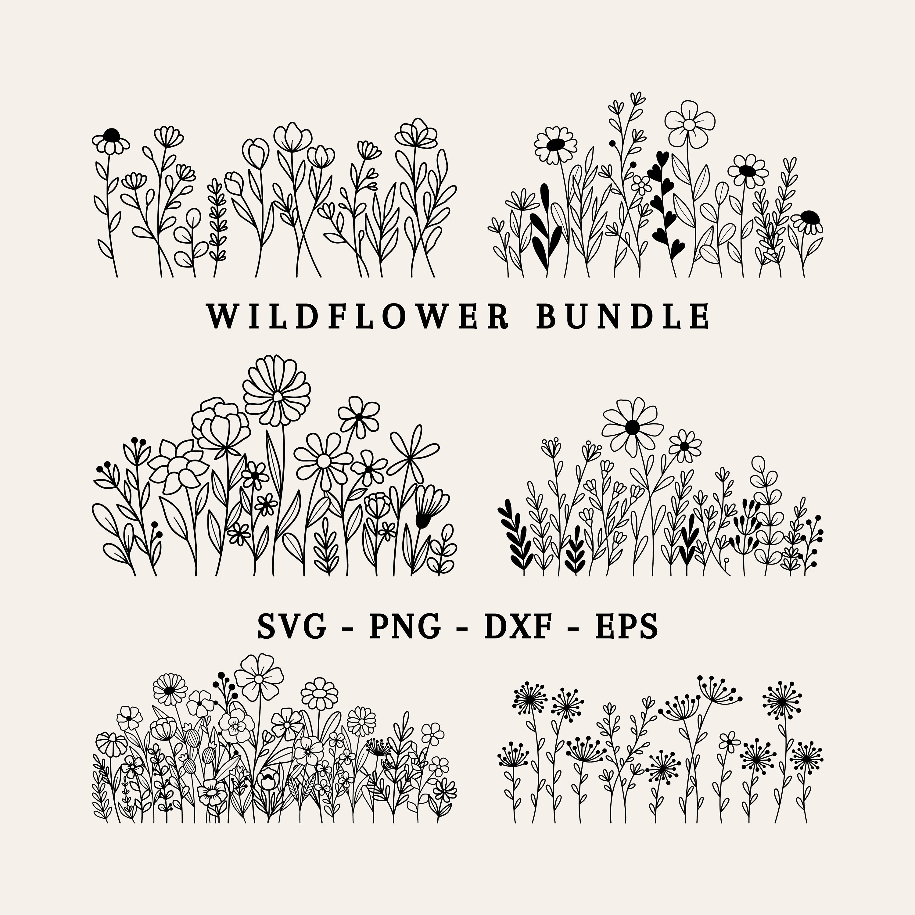 Wildflower Bundle Svg Minimalist Flower Bouquet Plotterdatei - Etsy