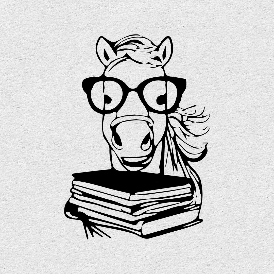 Student Horse Svg Smart Horse With Books Funny Animals Svg - Etsy