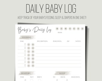 Newborn Daily Care Log, Breastfeeding Log, Baby Feeding Log, Baby ...
