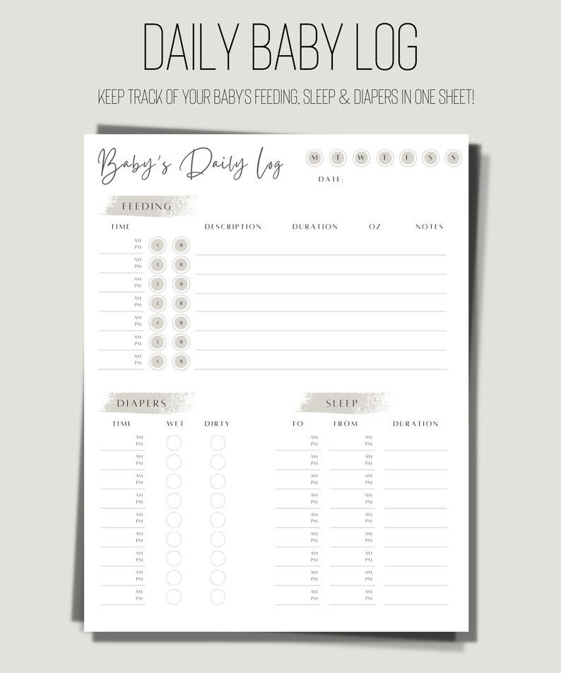 Printable Newborn & Baby Daily Log (Download Now) - Etsy