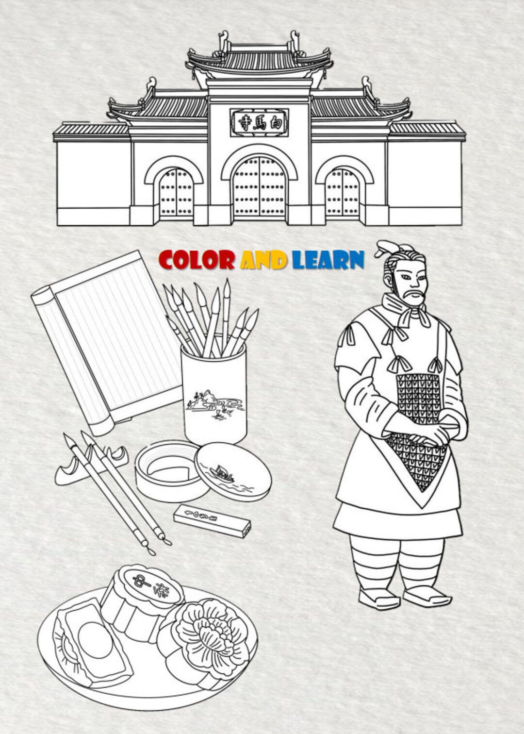 Chinese Cultural Exploration Coloring Book:120 Images + 120 Bilingual ...